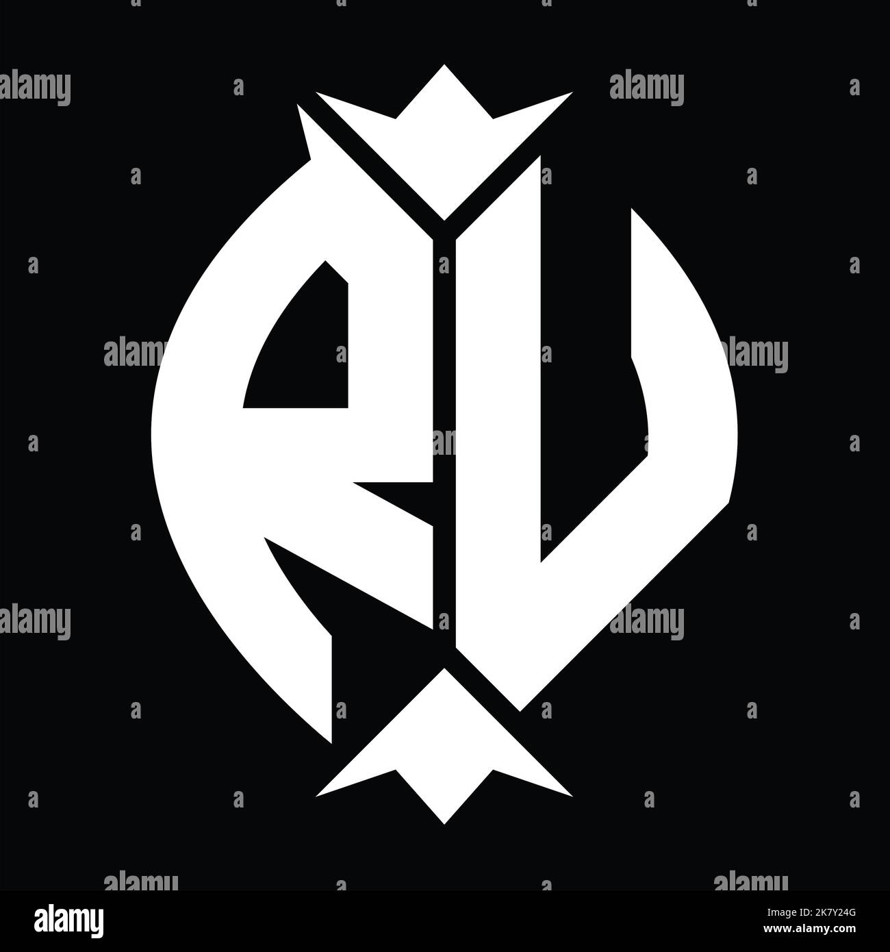 RV Logo monogram shield leaf crown element design template Stock Photo ...