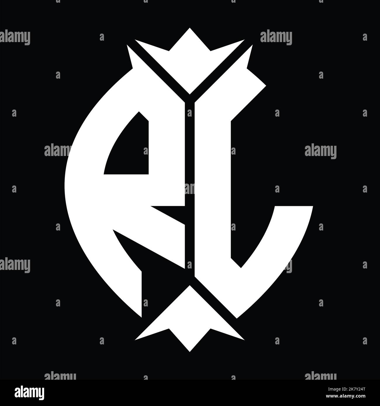 RL Logo monogram shield leaf crown element design template Stock Photo - Alamy