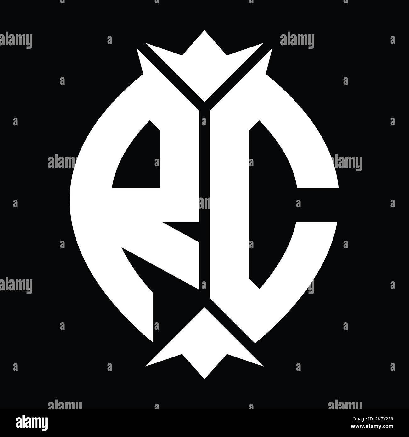 RC Logo monogram shield leaf crown element design template Stock Photo ...