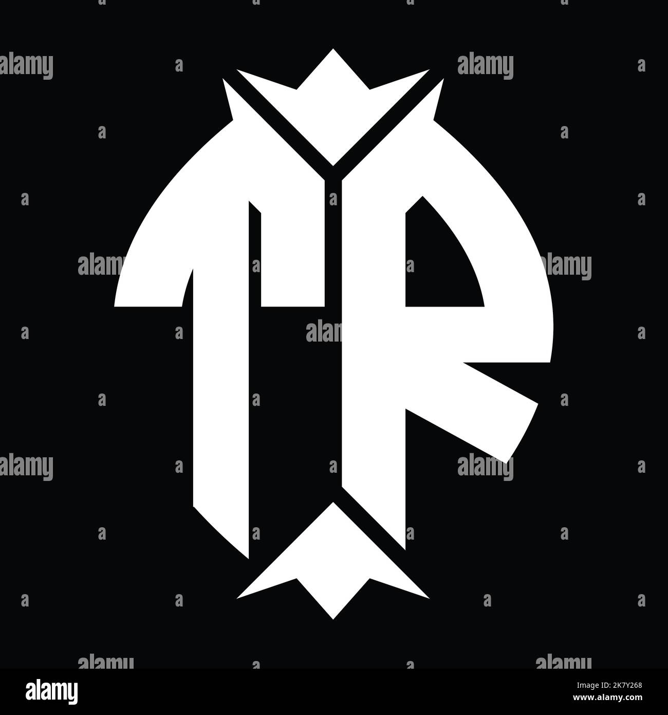 TR Logo monogram shield leaf crown element design template Stock Photo ...