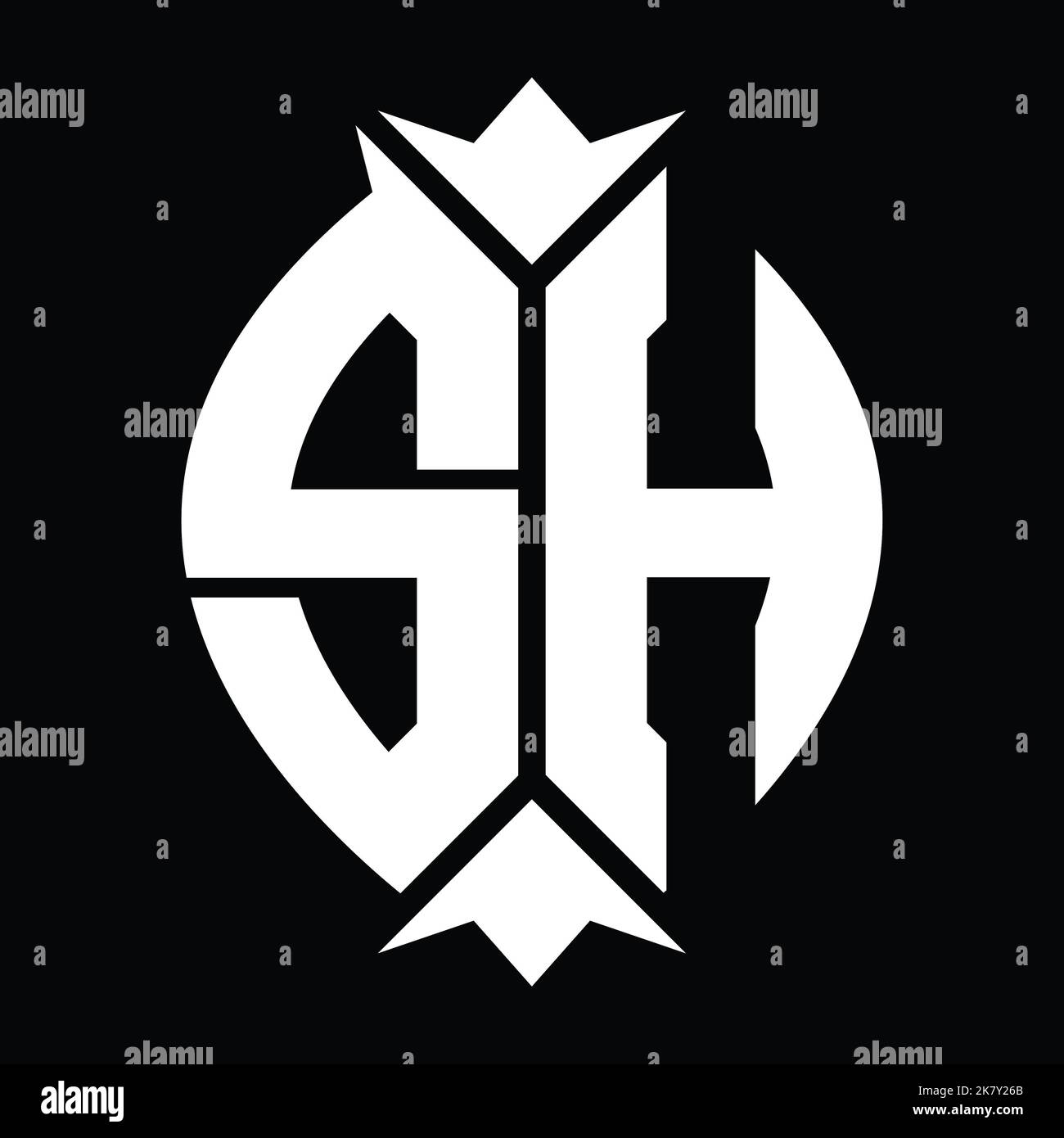 SH Logo monogram shield leaf crown element design template Stock Photo ...