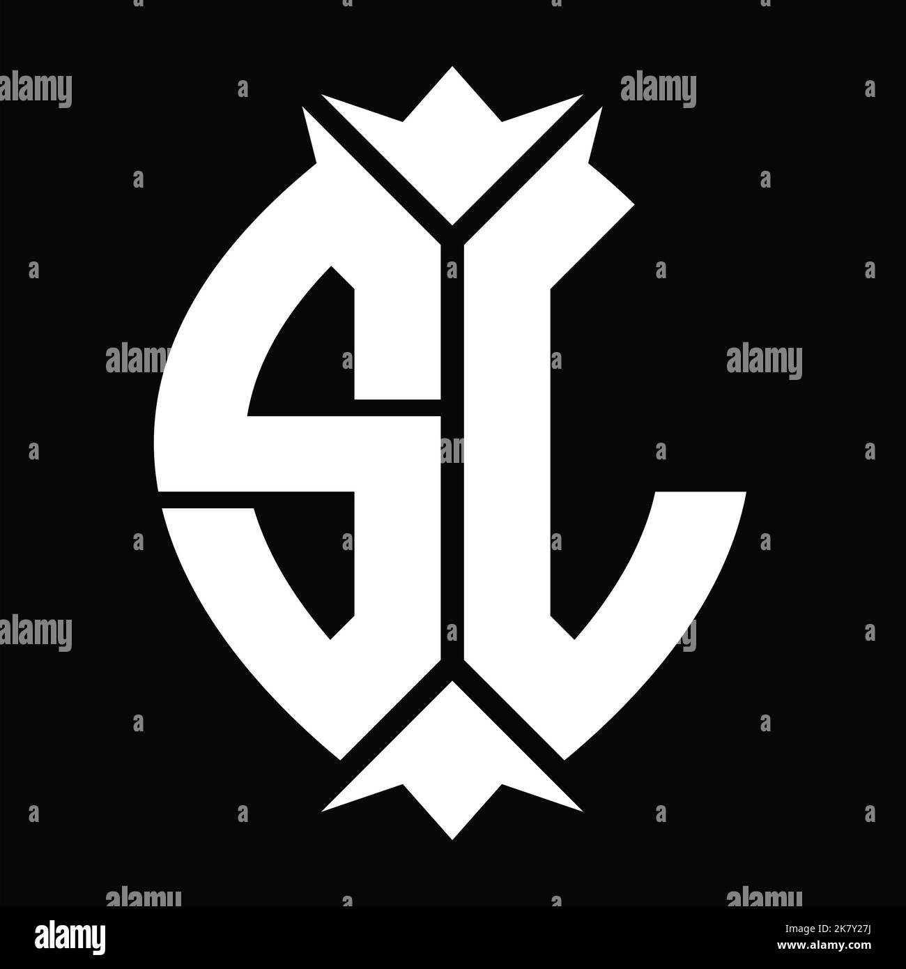 SL Logo monogram shield leaf crown element design template Stock Photo ...