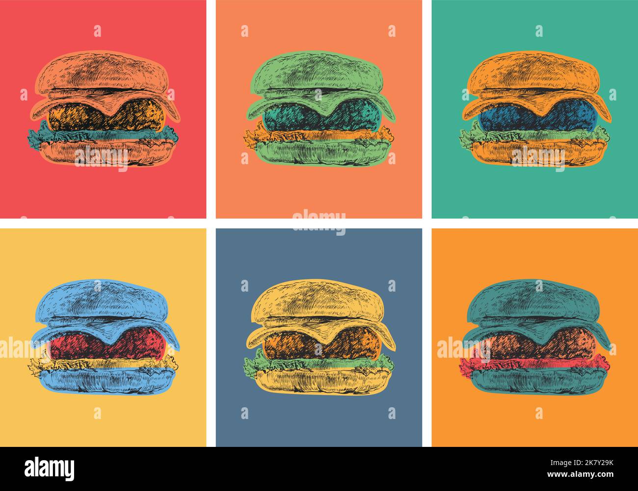 Set Burger Illustration Pop Art Style Set Burger Illustration Pop Art ...