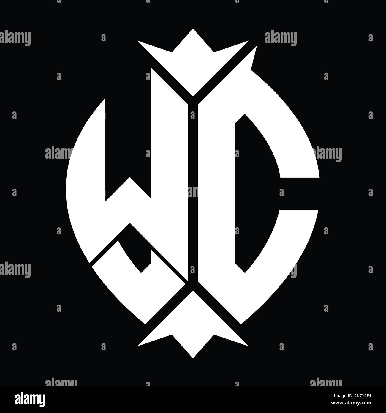 WC Logo monogram shield leaf crown element design template Stock Photo ...