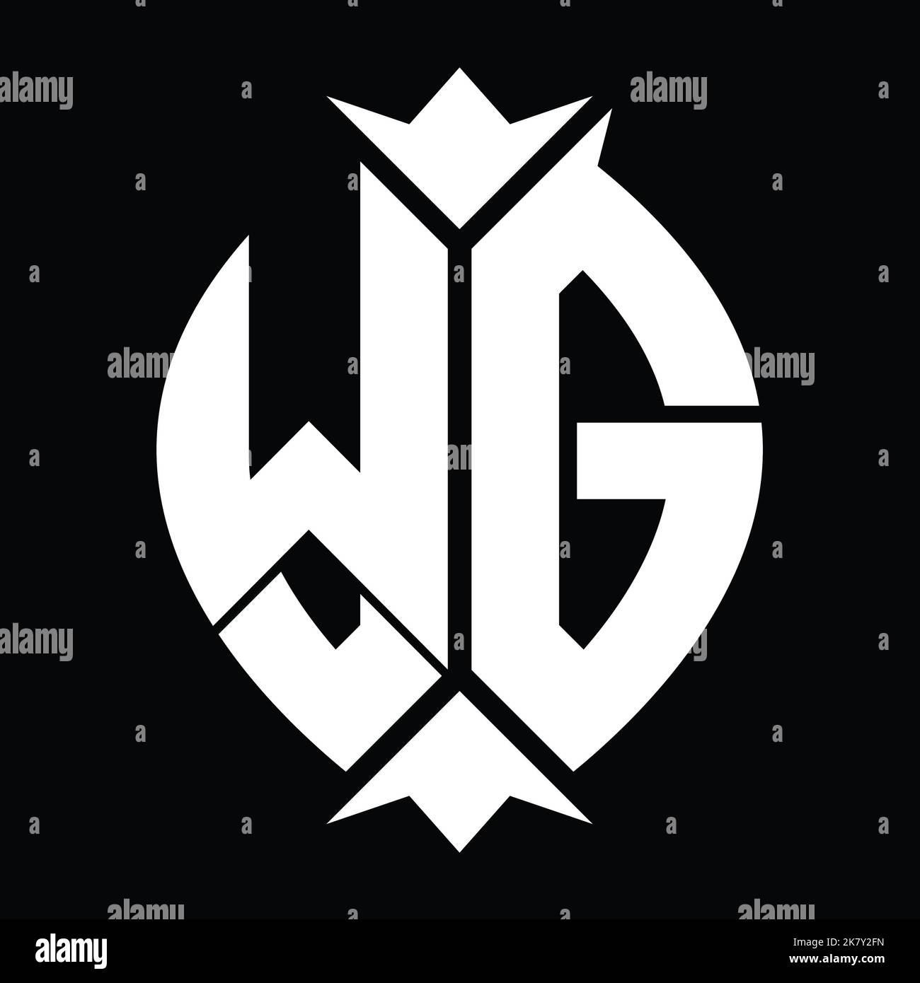 WG Logo monogram shield leaf crown element design template Stock Photo ...
