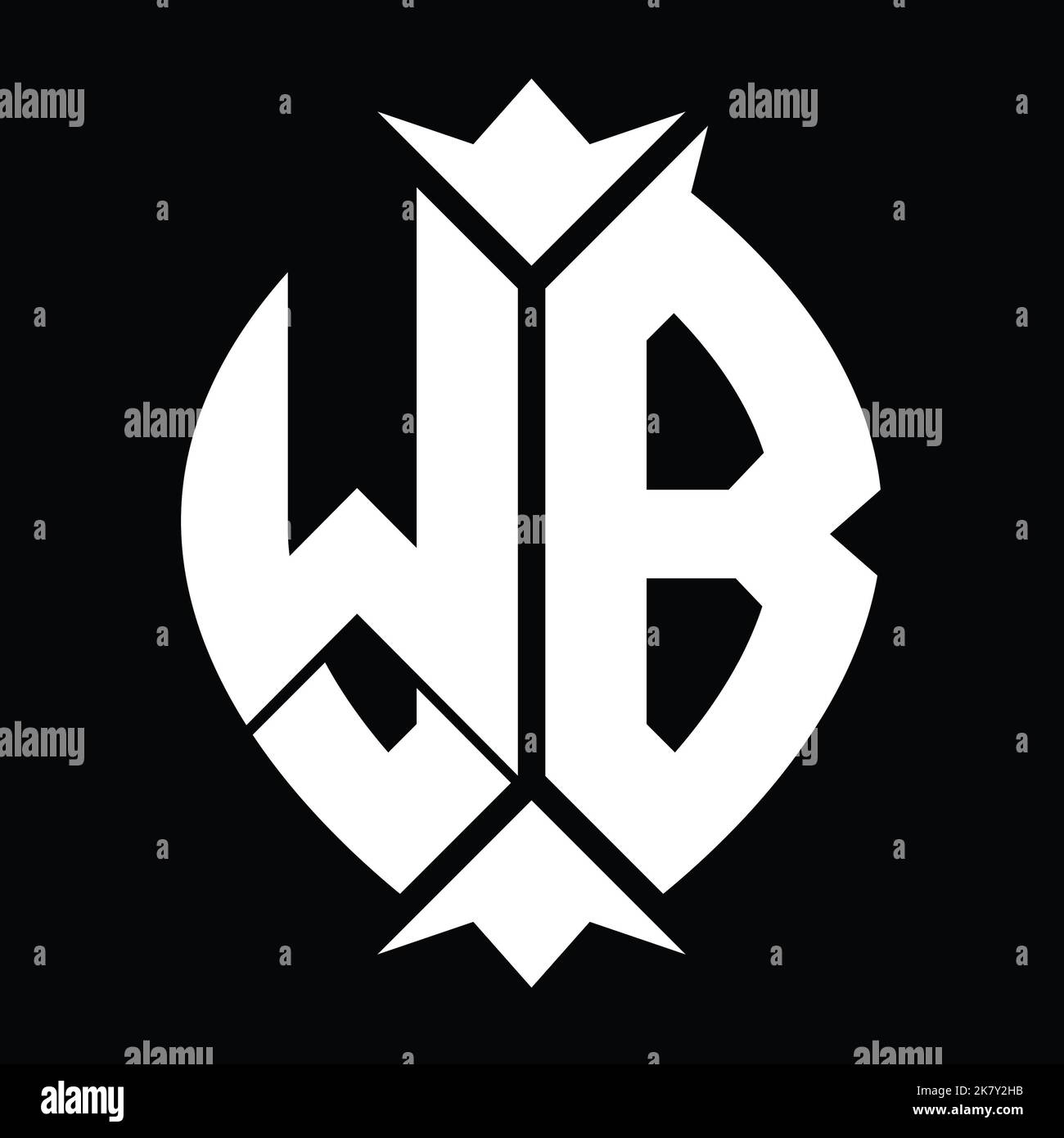 WB Logo monogram shield leaf crown element design template Stock Photo ...
