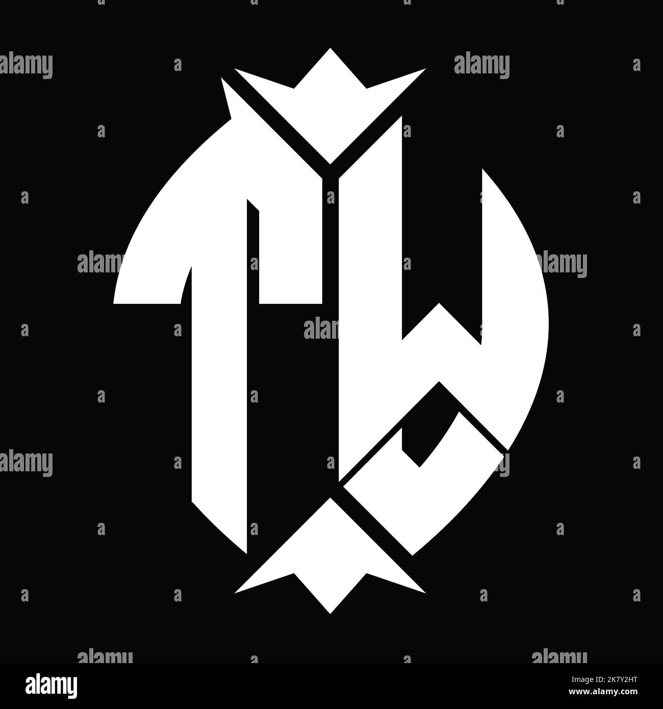 TW Logo monogram shield leaf crown element design template Stock Photo - Alamy