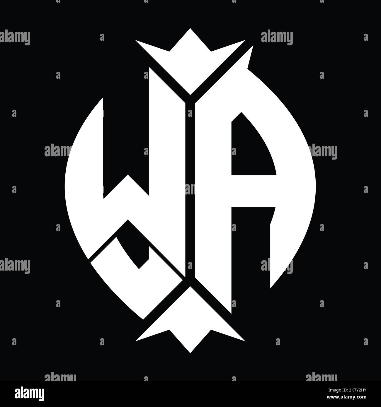 WA Logo monogram shield leaf crown element design template Stock Photo ...