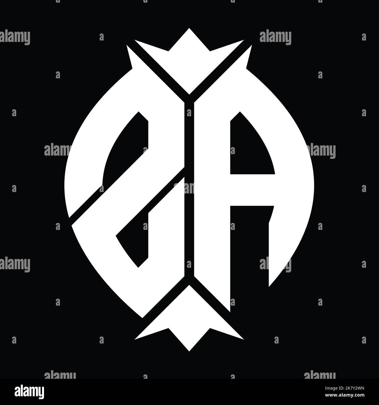 ZA Logo monogram shield leaf crown element design template Stock Photo ...