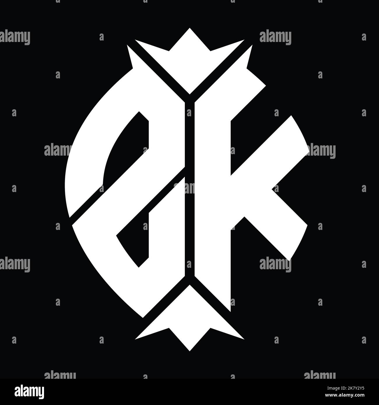 ZK Logo monogram shield leaf crown element design template Stock Photo ...