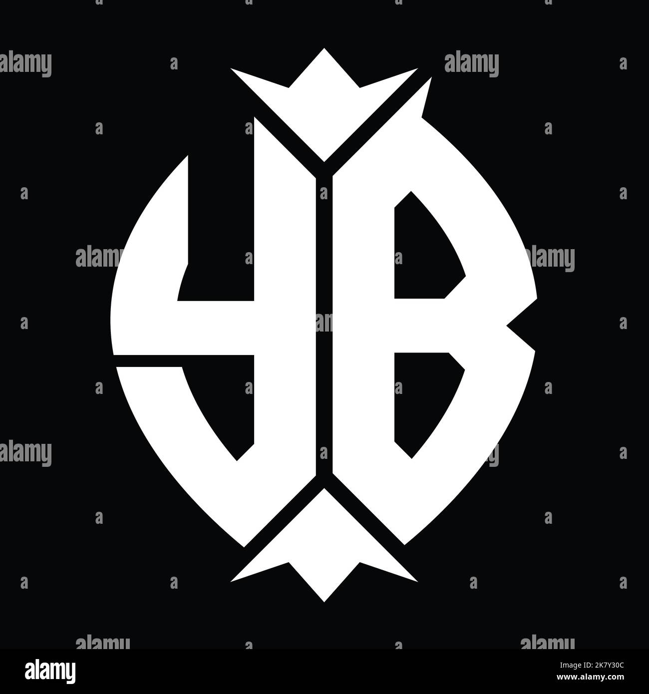 YB Logo monogram shield leaf crown element design template Stock Photo ...