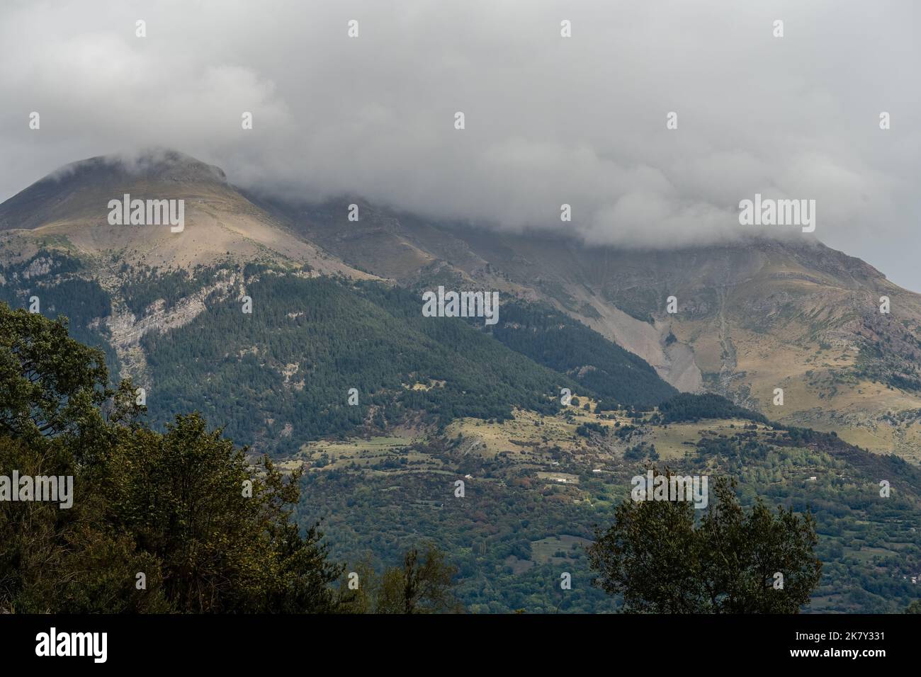 magnificent view of glacial valleys through to snow and cloud topped ...