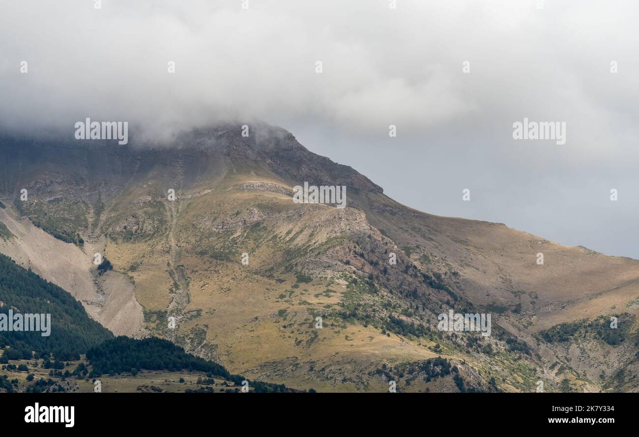 magnificent view of glacial valleys through to snow and cloud topped ...