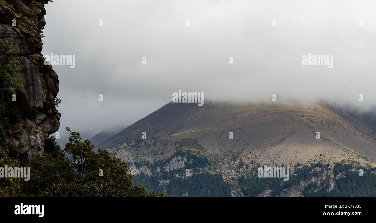 magnificent view of glacial valleys through to snow and cloud topped ...