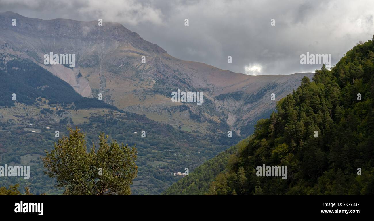 magnificent view of glacial valleys through to snow and cloud topped ...