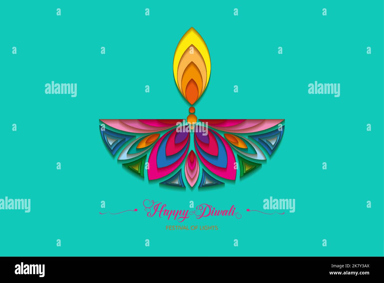 Happy Diwali Festival of Lights India Celebration colorful logo template. Graphic banner design ...