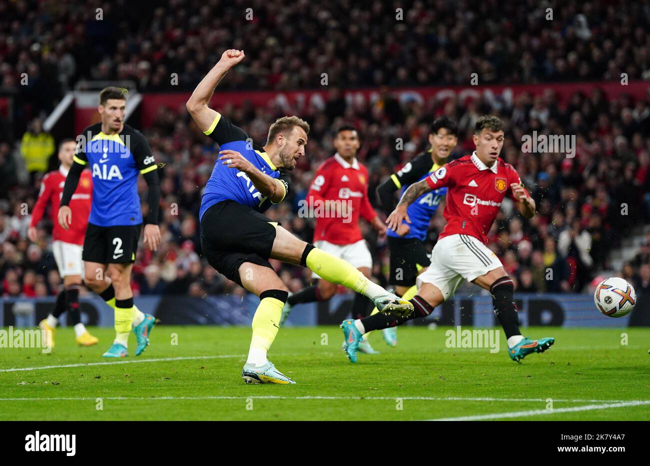 Tottenham Hotspur's Harry Kane shoots during the Premier League match ...