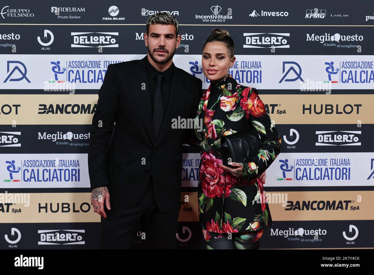 Rho, Italy. 17th Oct, 2022. Theo Hernandez (Milan) and Zoe Cristofoli ...