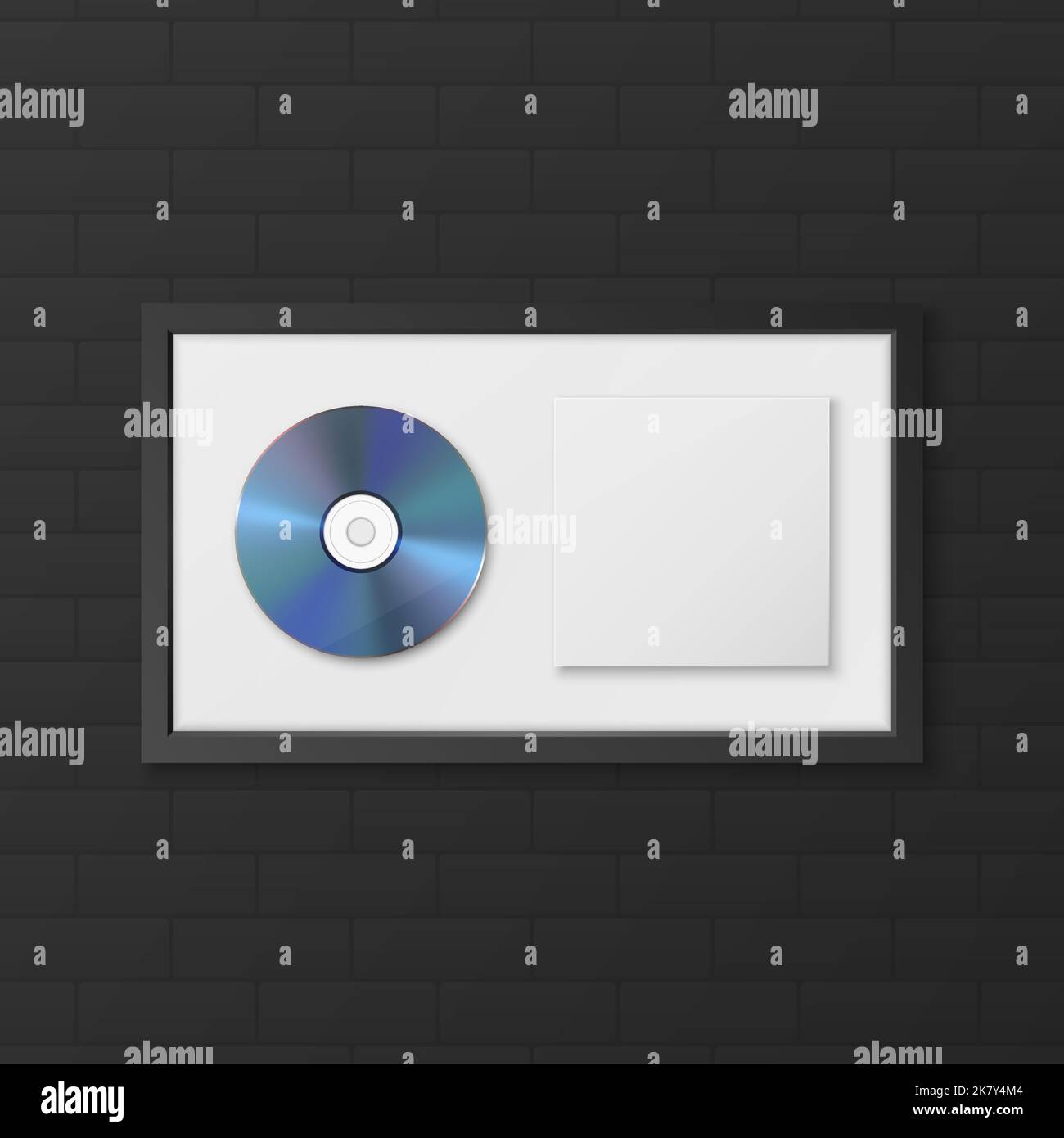 Realistic Vector 3d Blue CD, Label with Black CD Cover Frame on Black ...