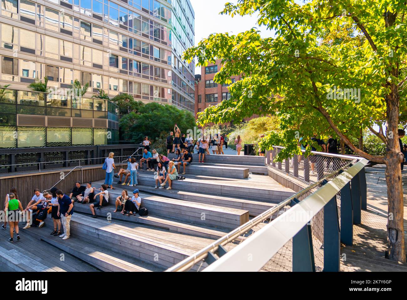 New York City, United States - September 18, 2022. People resting in a ...