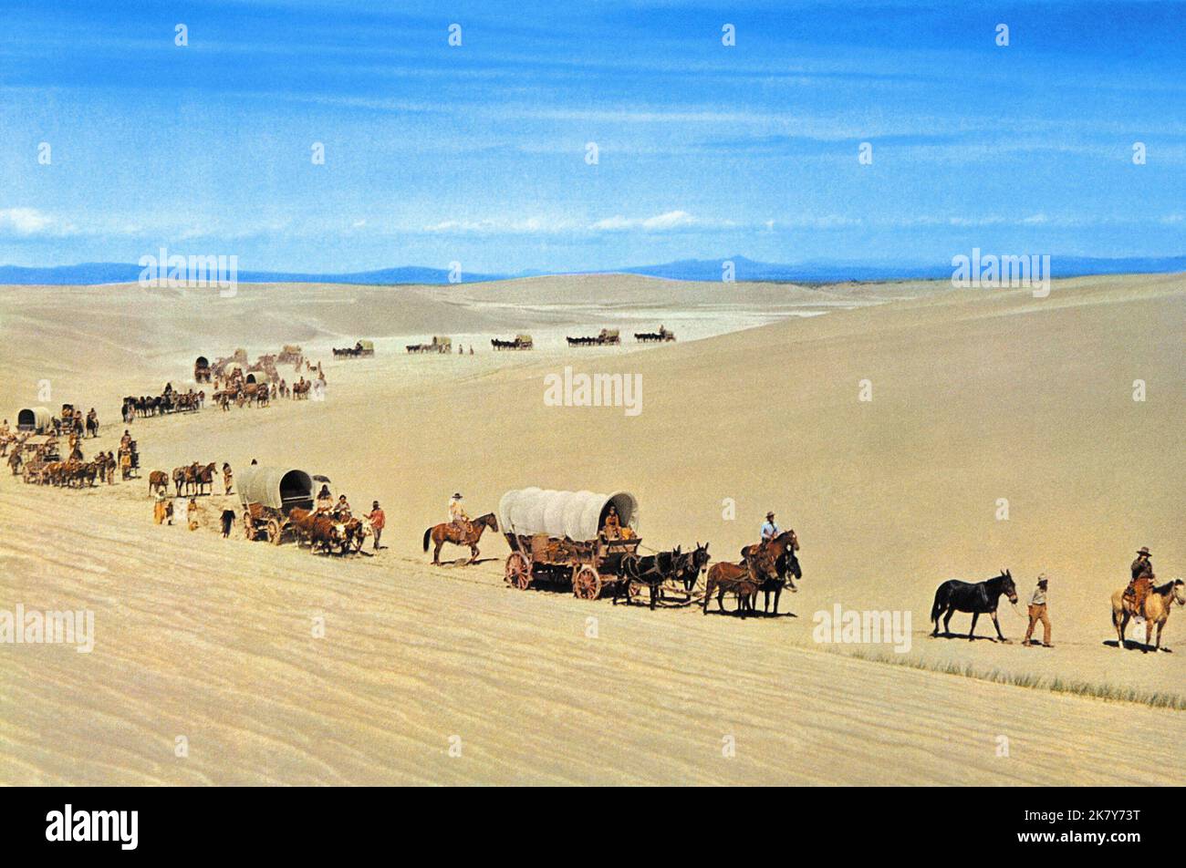 Wagon Convoy Heads For Oregon Film: The Way West (USA 1967 ...