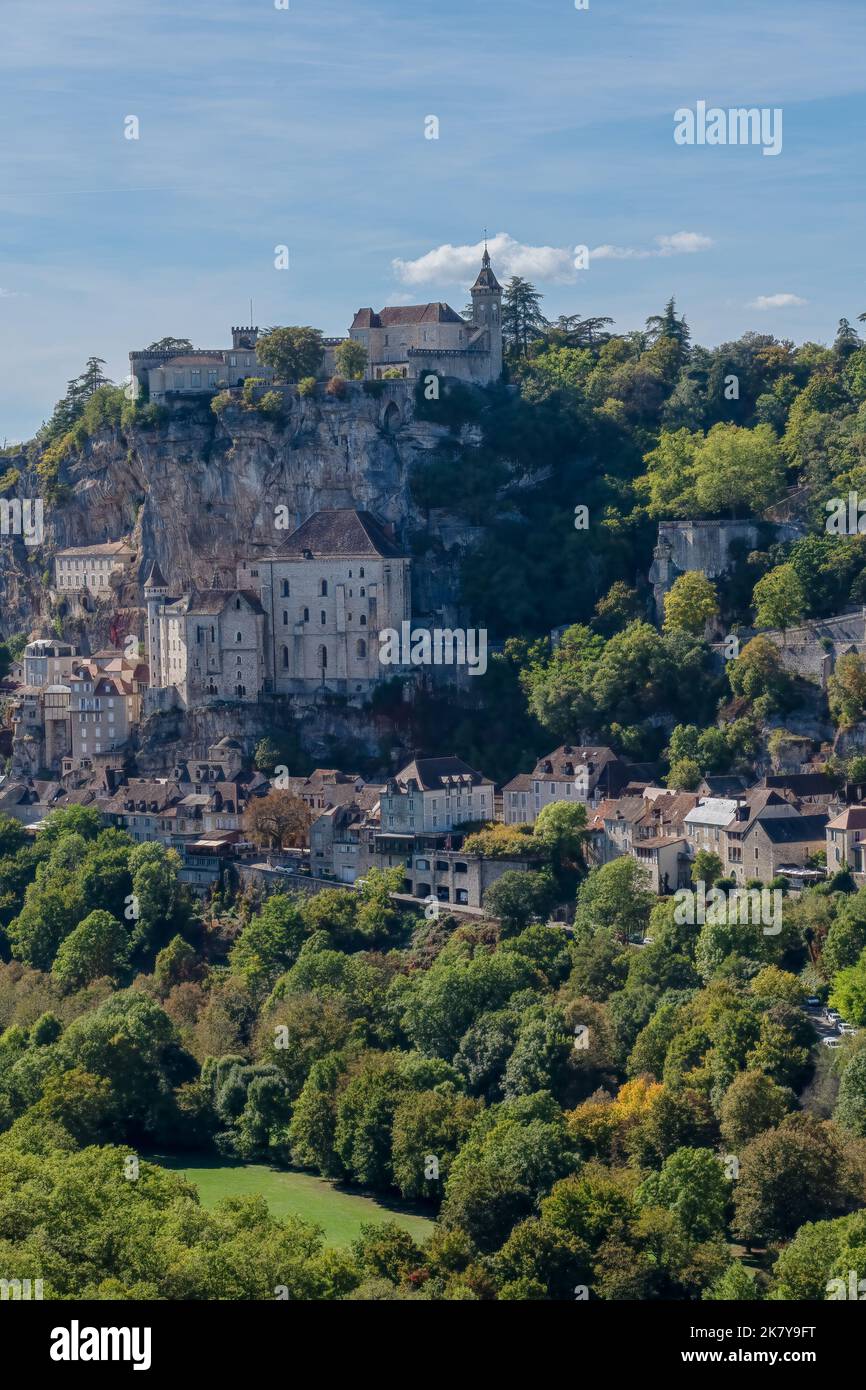 Rocamadour, a village and castle built on a cliff in the Lot department ...