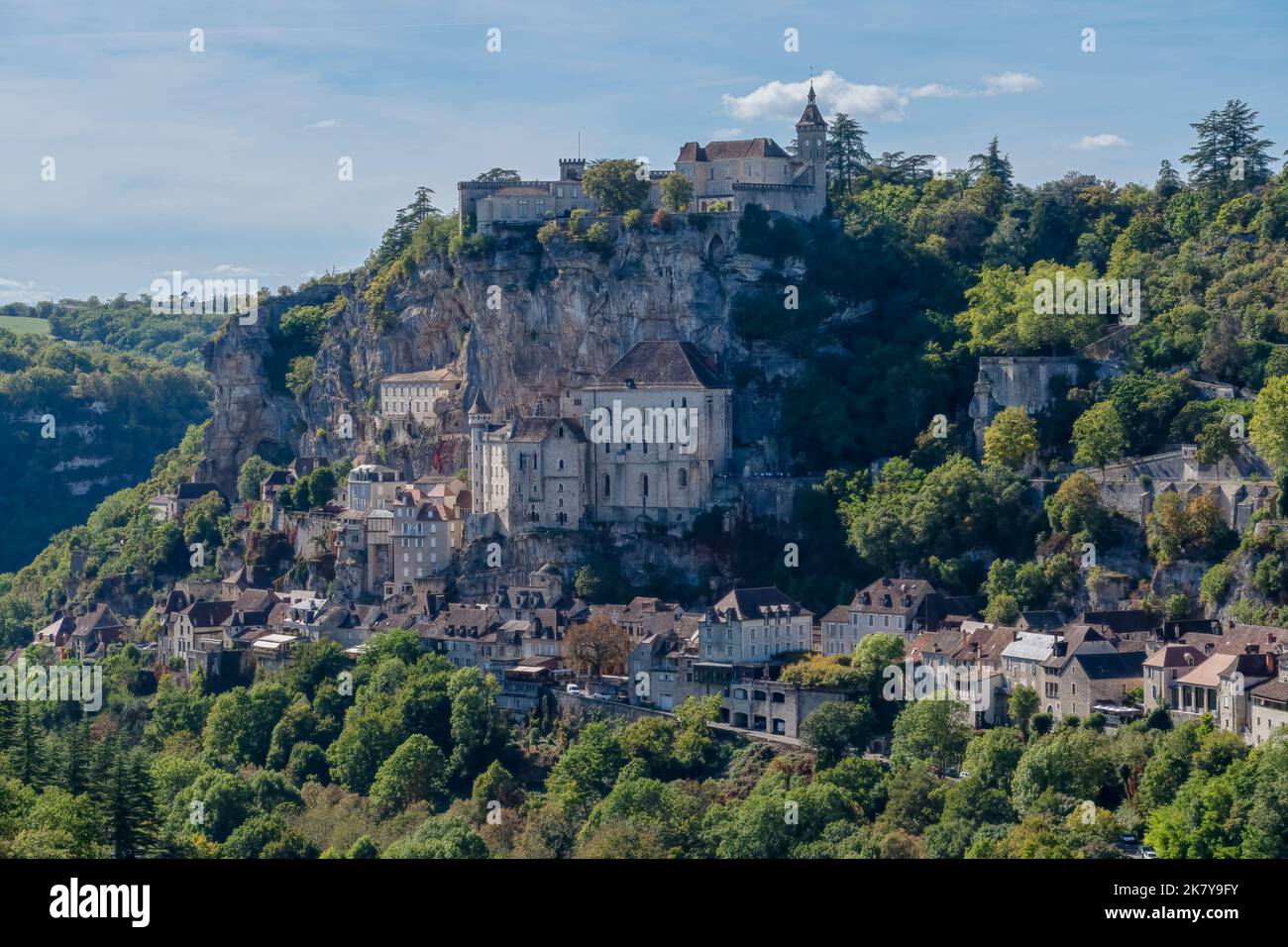 Rocamadour, a village and castle built on a cliff in the Lot department ...