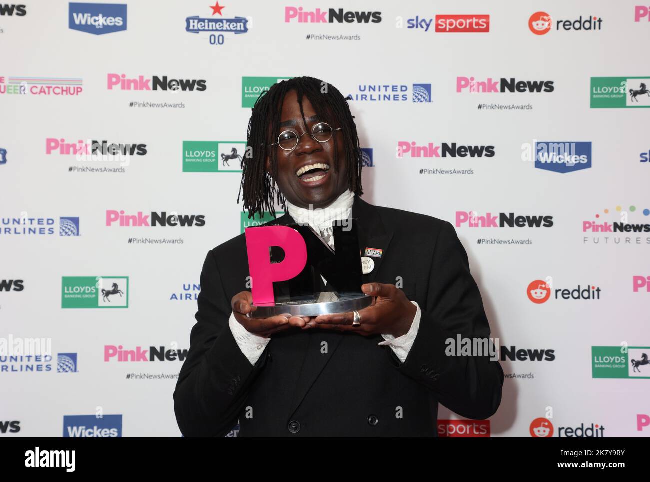 Dr Ronx with his PinkNews Front Line Hero Award during the PinkNews ...