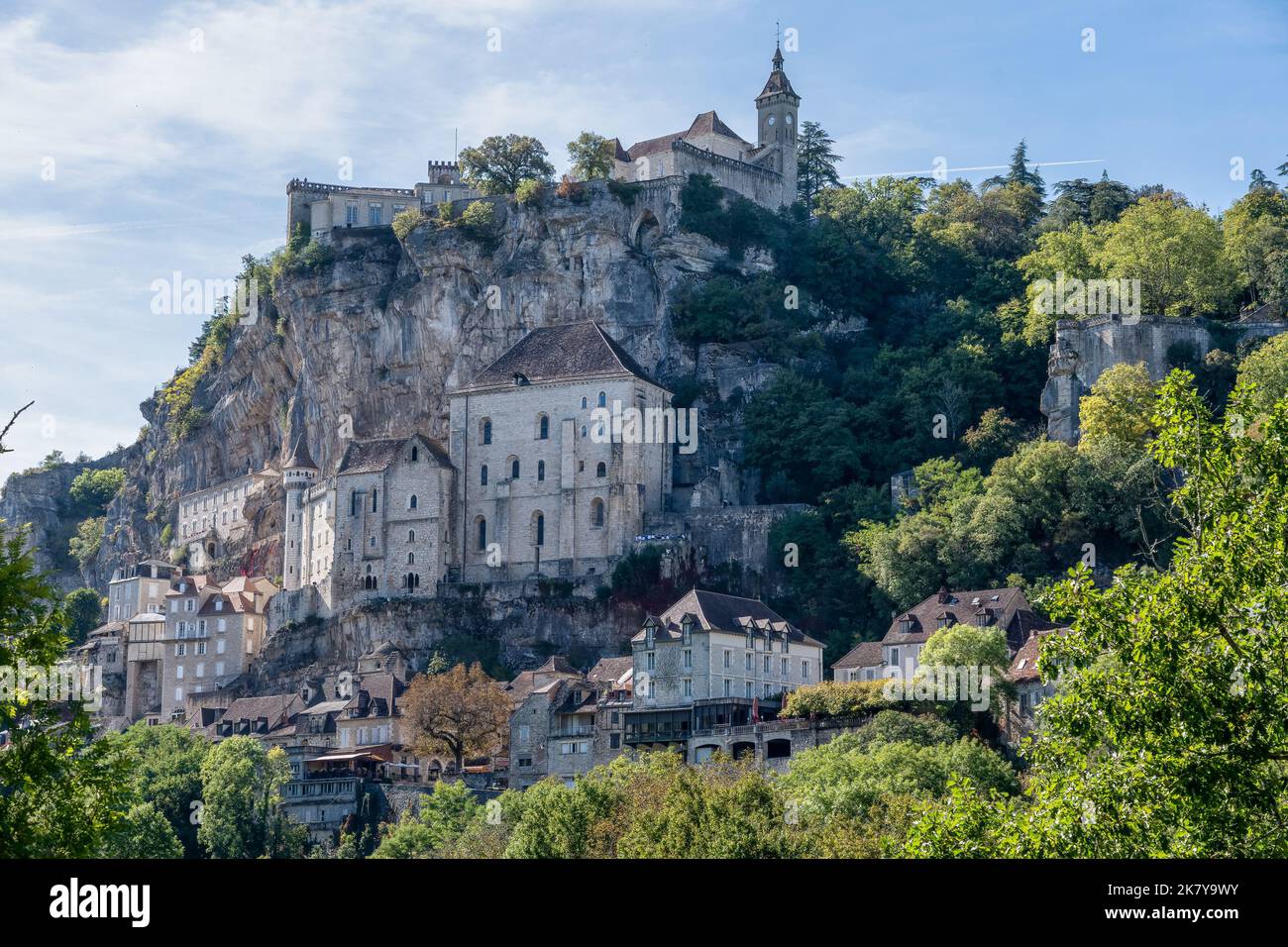 Rocamadour, a village and castle built on a cliff in the Lot department ...