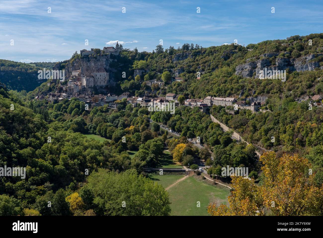 Rocamadour, a village and castle built on a cliff in the Lot department ...