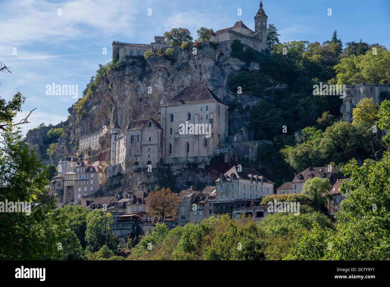Rocamadour, a village and castle built on a cliff in the Lot department ...