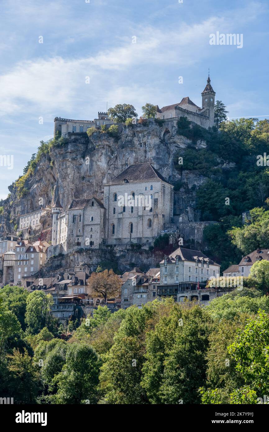 Rocamadour, a village and castle built on a cliff in the Lot department ...
