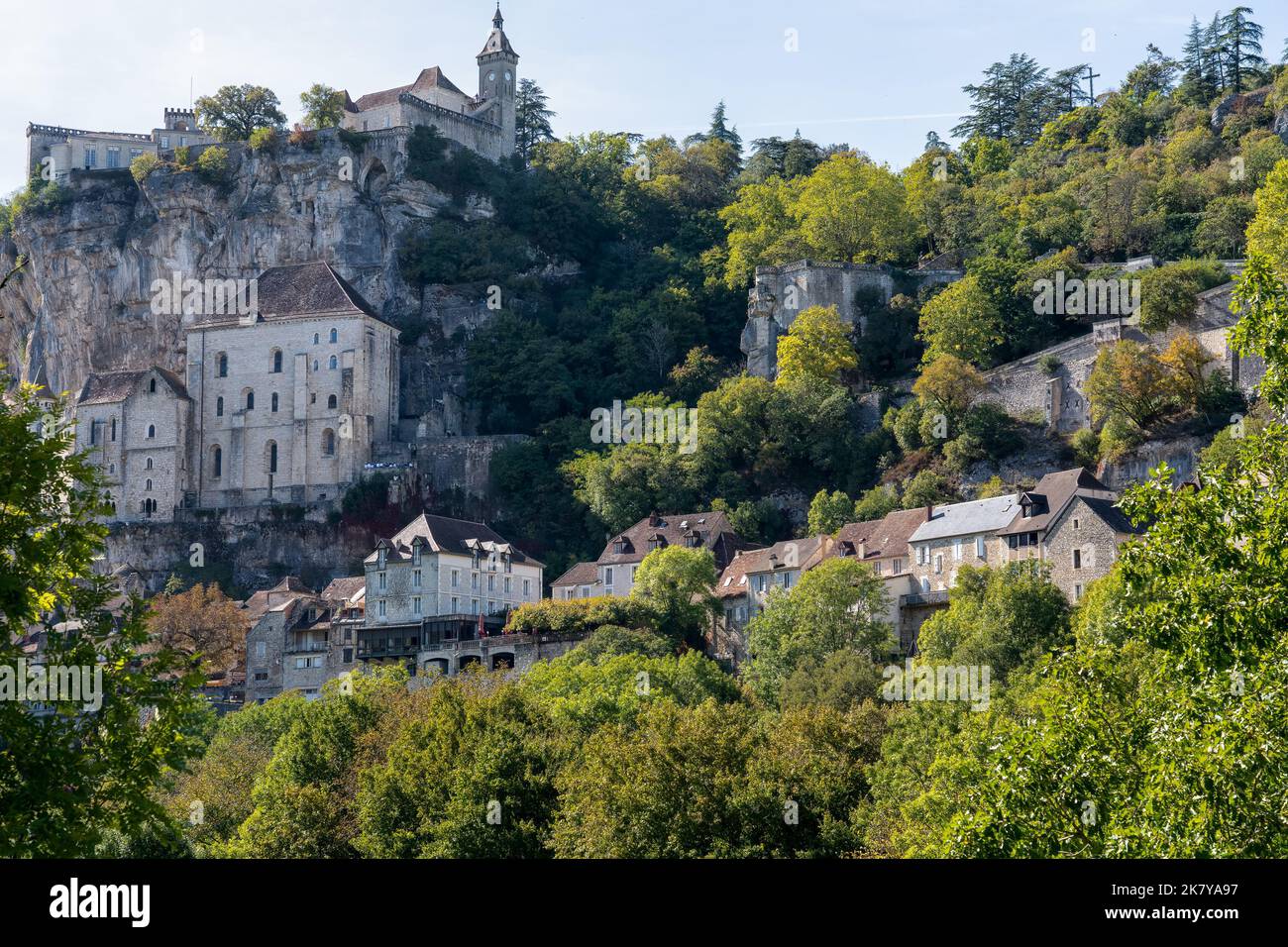 Rocamadour, a village and castle built on a cliff in the Lot department ...