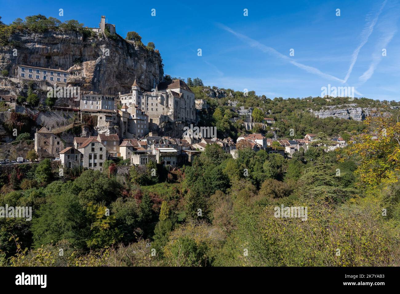 Rocamadour, a village and castle built on a cliff in the Lot department ...