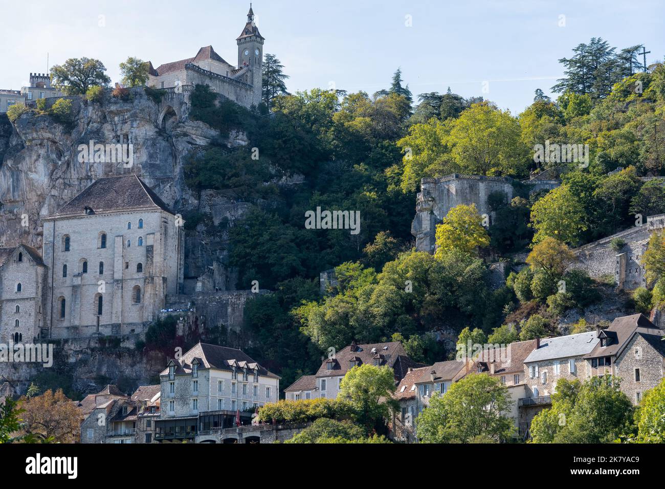 Rocamadour, a village and castle built on a cliff in the Lot department ...