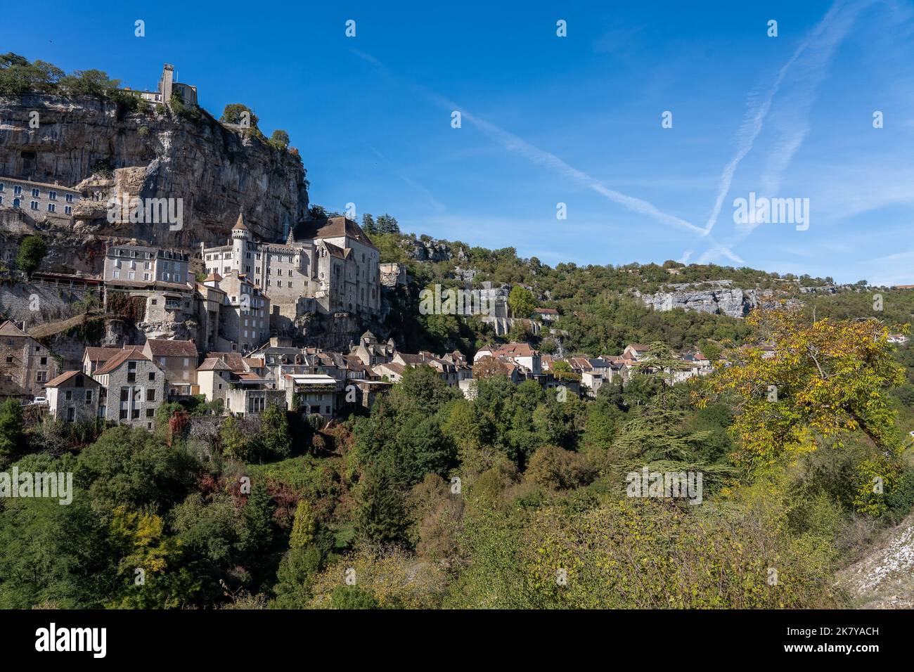 Rocamadour, a village and castle built on a cliff in the Lot department ...