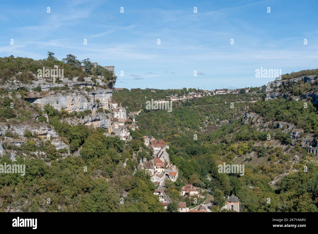 Rocamadour, a village and castle built on a cliff in the Lot department ...