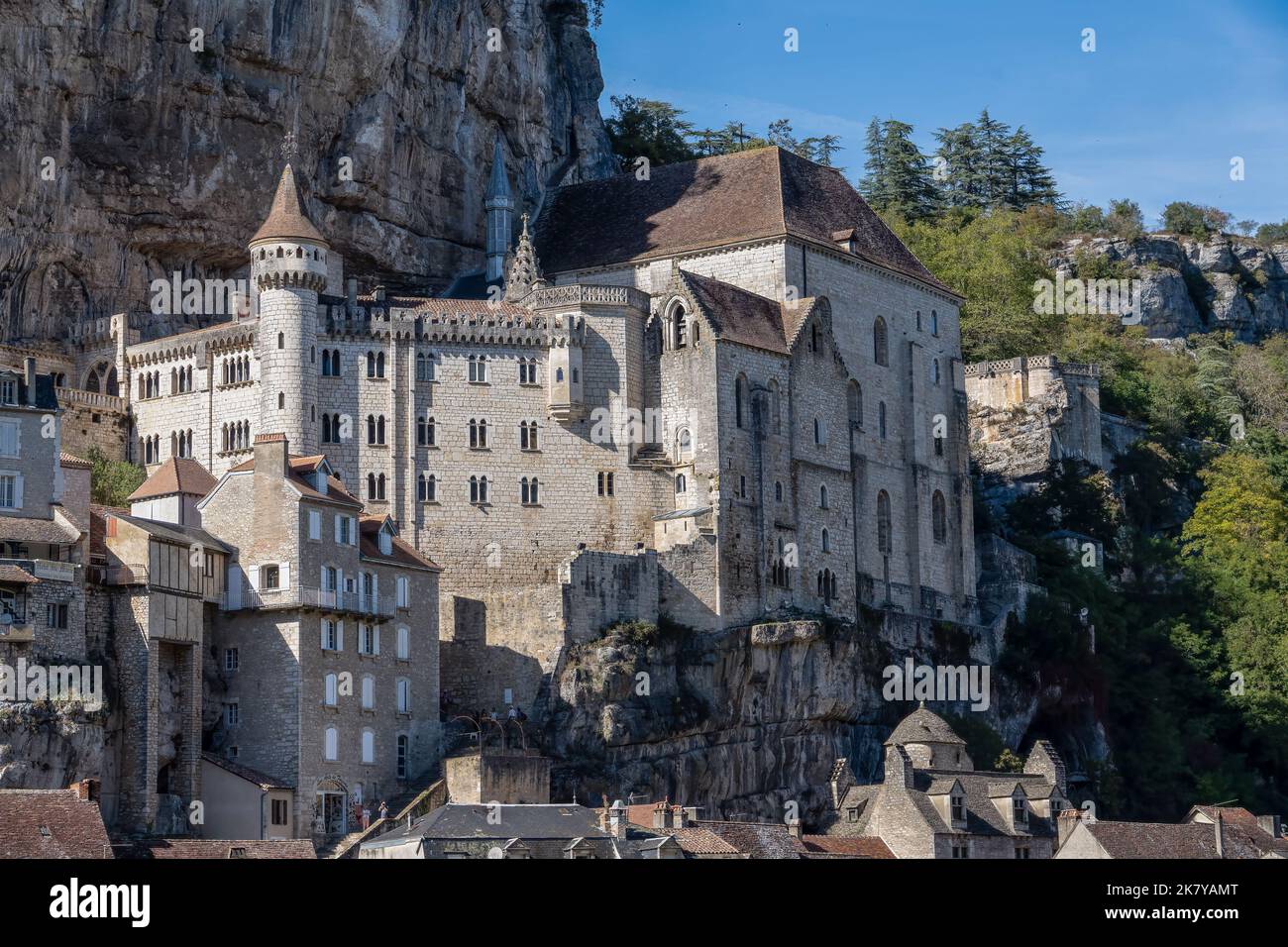 Rocamadour, a village and castle built on a cliff in the Lot department ...