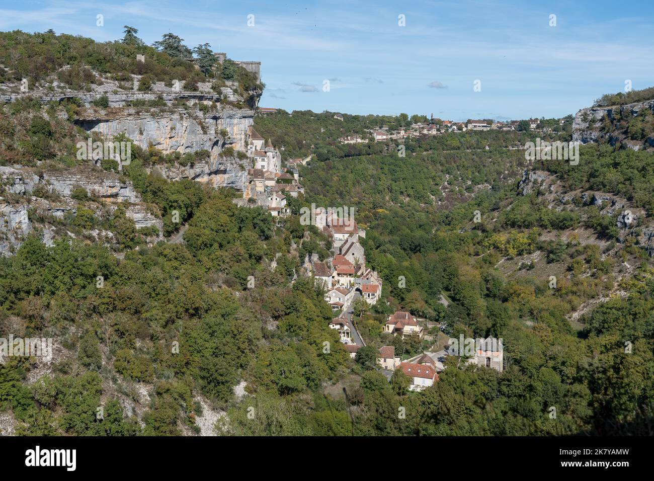 Rocamadour, a village and castle built on a cliff in the Lot department ...