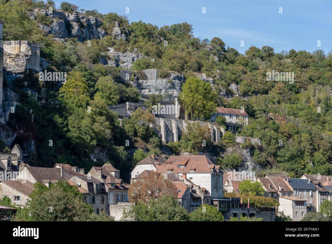 Rocamadour, a village and castle built on a cliff in the Lot department ...