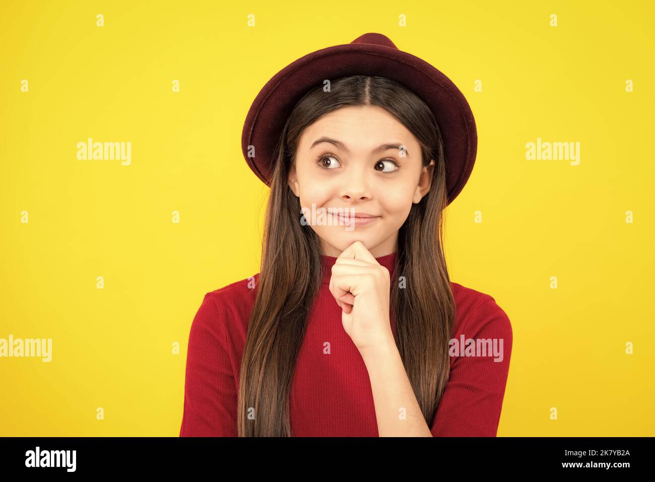 Amazed surprised emotions of young teenager girl. Thoughtful little ...