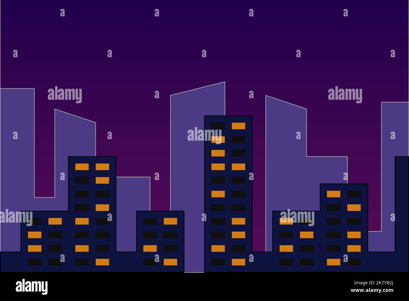 Night in the city. Residential buildings with light in the windows in ...