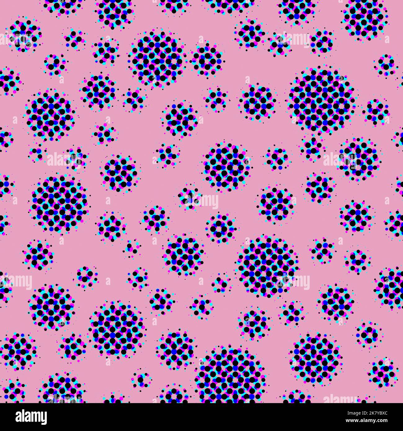 Abstract seamless pattern with textural multi-coloured different balls ...