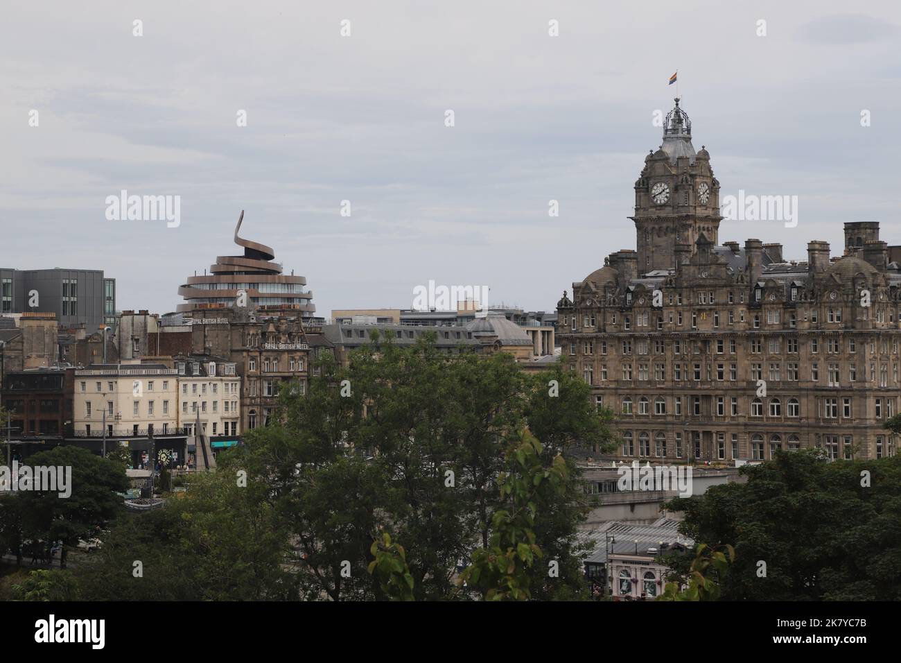 Edinburgh cityscape with W Hotel and Balmoral Hotel Scotland June 2022 ...