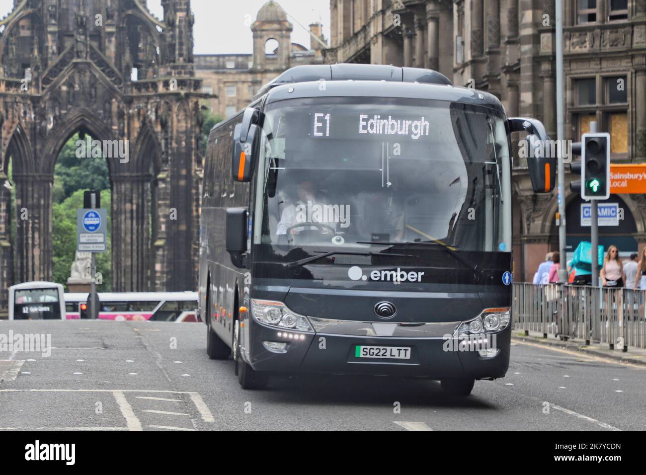 Ember electric intercity coach on streets of Edinburgh Scotland June ...