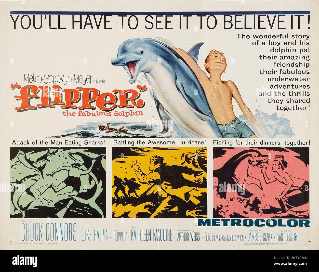 Luke Halpin & Dolphin Poster Film Flipper (USA 1963) Characters: Sandy ...