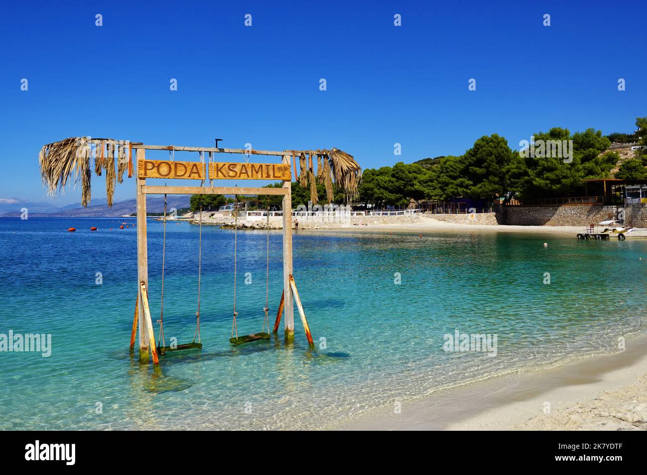 Swing on Ksamil beach, Republic of Albania Stock Photo - Alamy