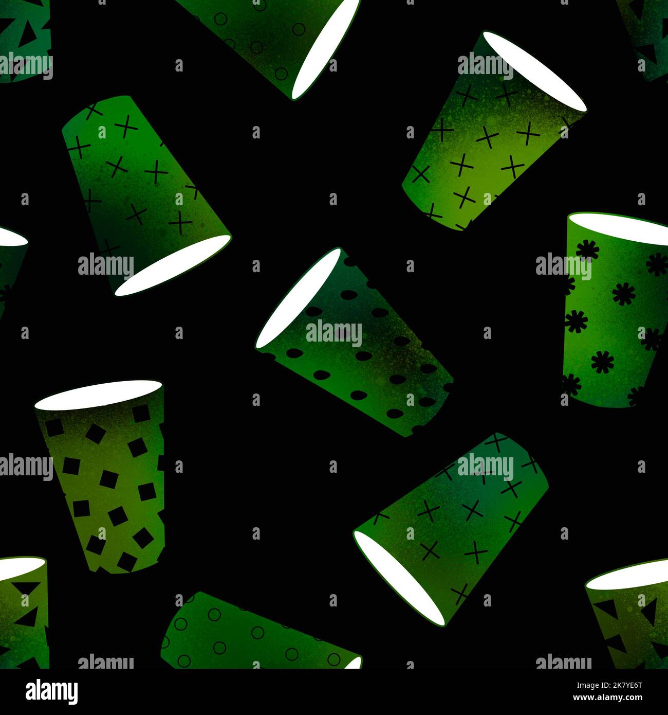 Cartoon cups seamless drinks doodle pattern for wrapping paper and ...