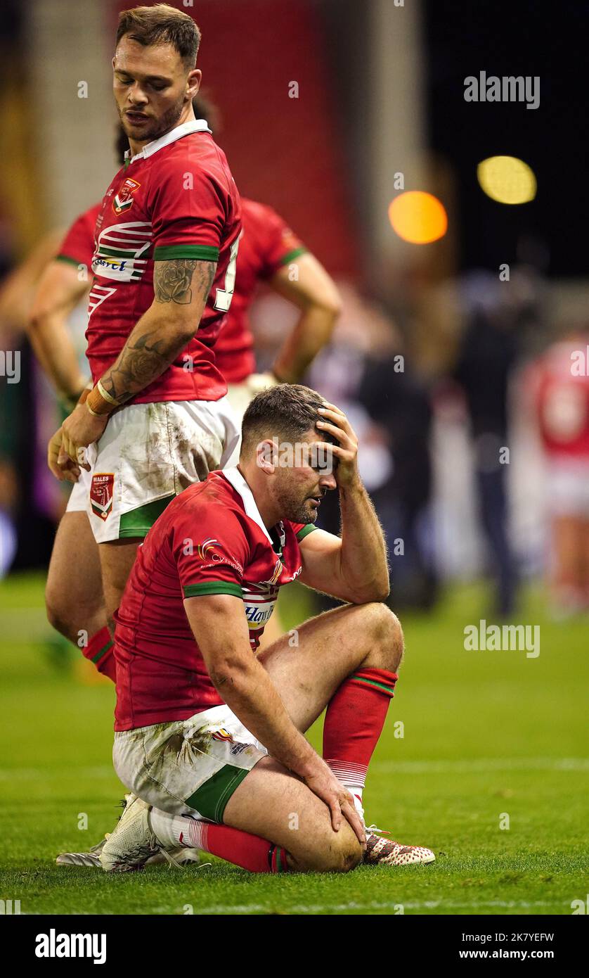Wales' Elliot Kear shows his dejection after losing to Cook Islands ...