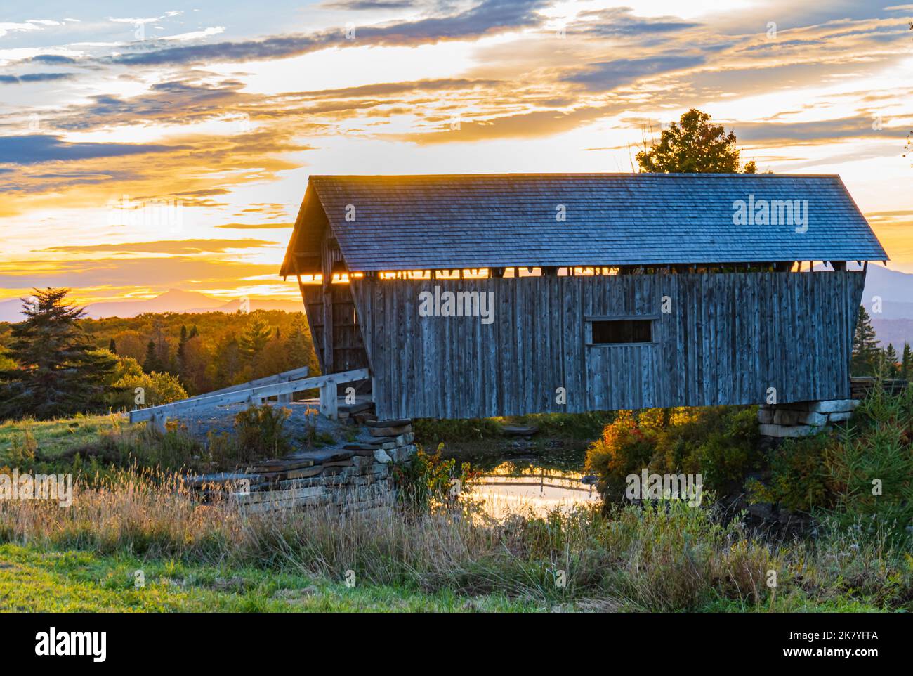 the AM Foster covered bridge in Cabot, Vermont Stock Photo - Alamy